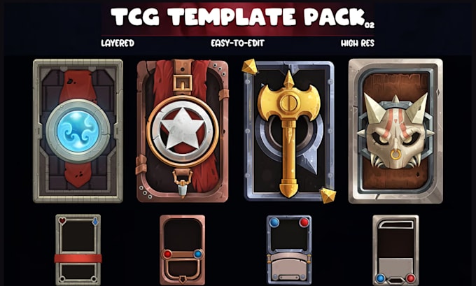 Design custom dark fantasy tcg ccg card art editable card template card ...