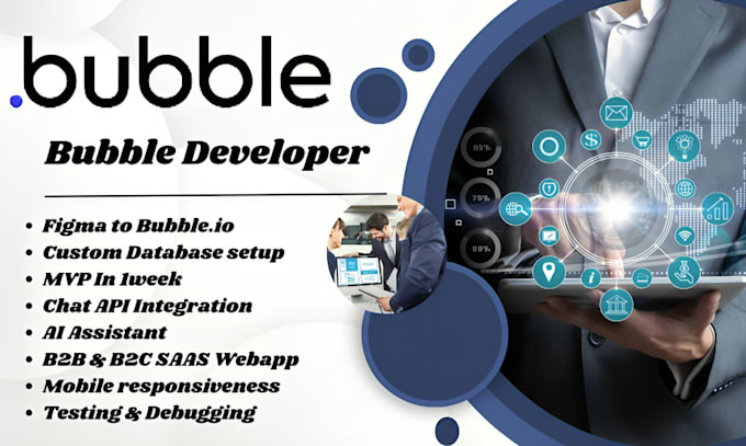 Bubble io webflow mvp figma to bubble ui ux flutterflow wireframe 3d startups by Emily_clarke83 ...
