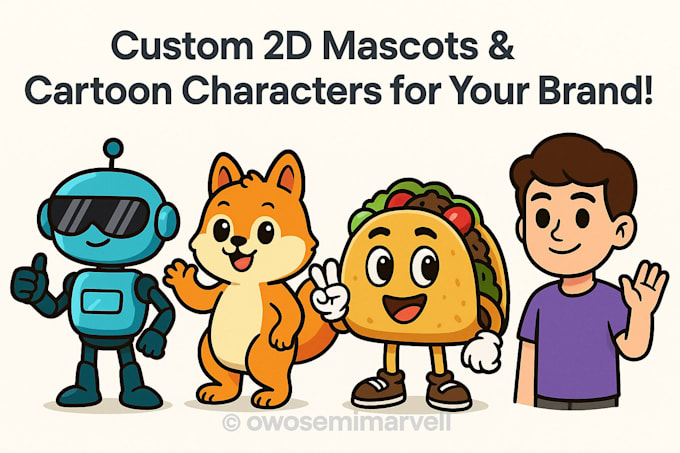 Design unique 2d cartoon character and mascot logo for your brand by ...