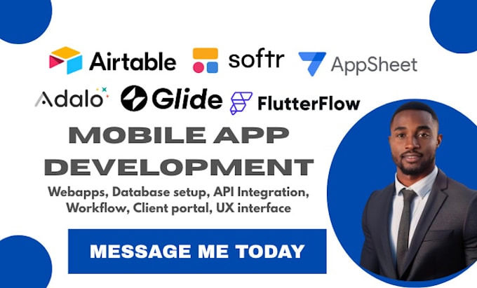 Build mobile apps flutterflow adalo airtable softr glide appsheet client portal by Dan23sales ...