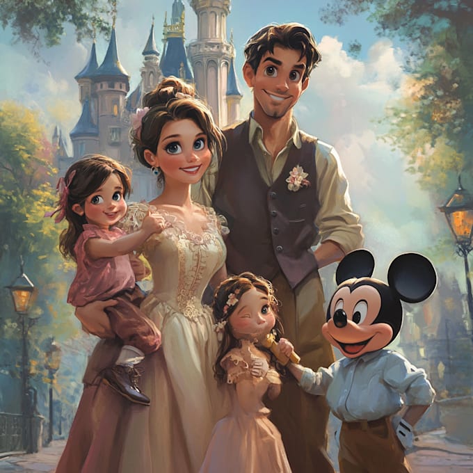 Design a professional disney family portrait by Thesis__jh3 | Fiverr