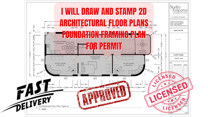 Draw and stamp 2d architectural floor plans foundation framing plan for ...