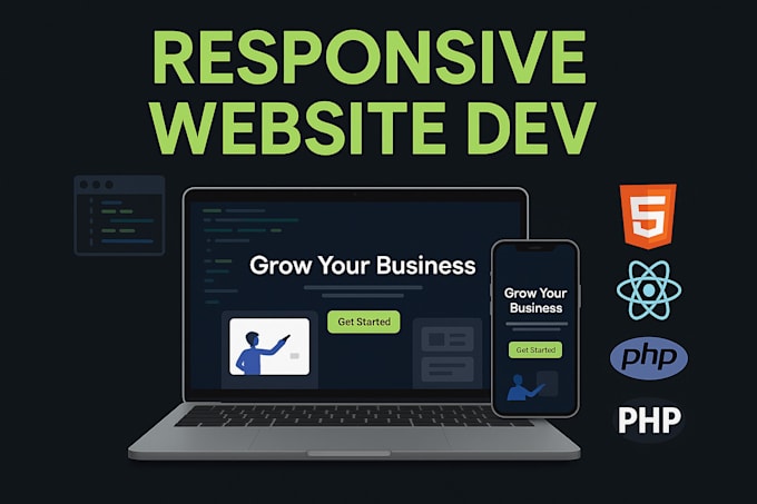 Develop a responsive website using html, css, js, react, php by Thetttechguy | Fiverr