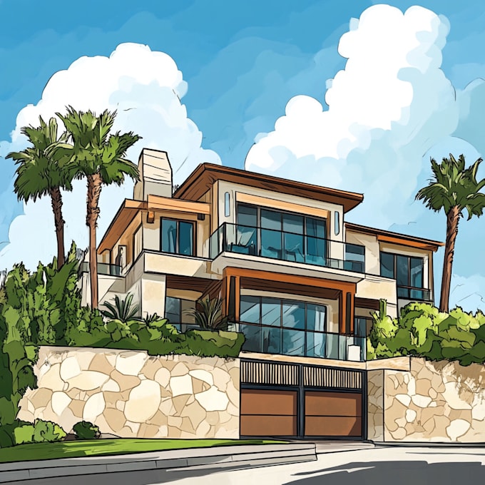 Draw your house or building into cartoon portrait caricature by ...