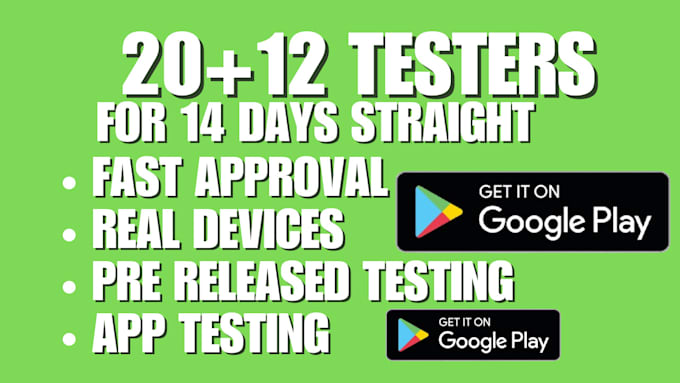 Provide 12 or 20 app testers for google play console android app closed ...