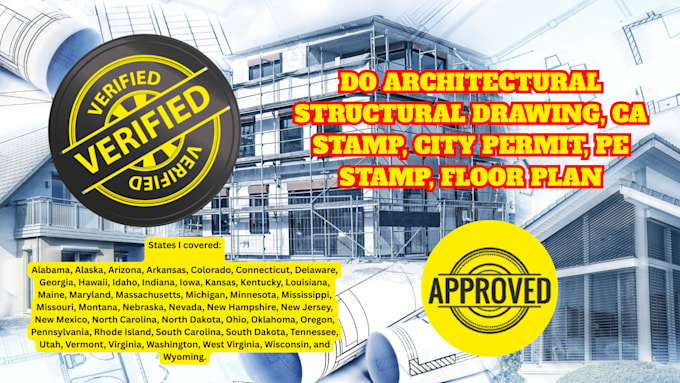 Do architectural structural drawing, ca stamp, city permit, pe stamp ...