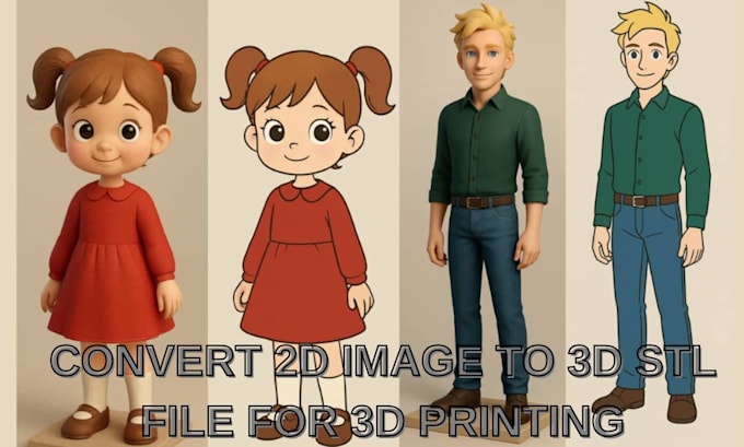 Convert 2d image to 3d, 2d to 3d, drawing to 3d file, logo to 3d by ...