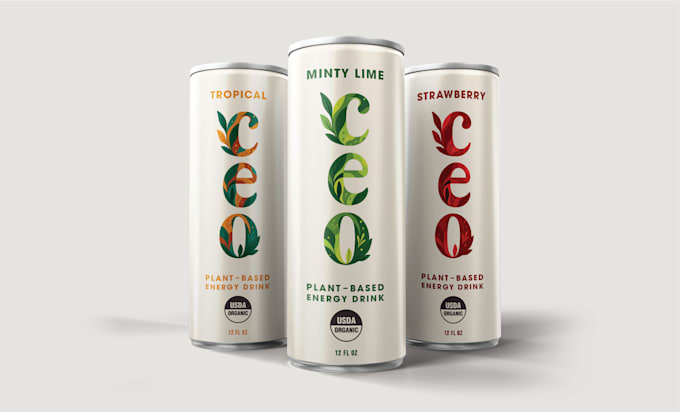Create minimal can label, beverage packaging design with 3d mockup by ...