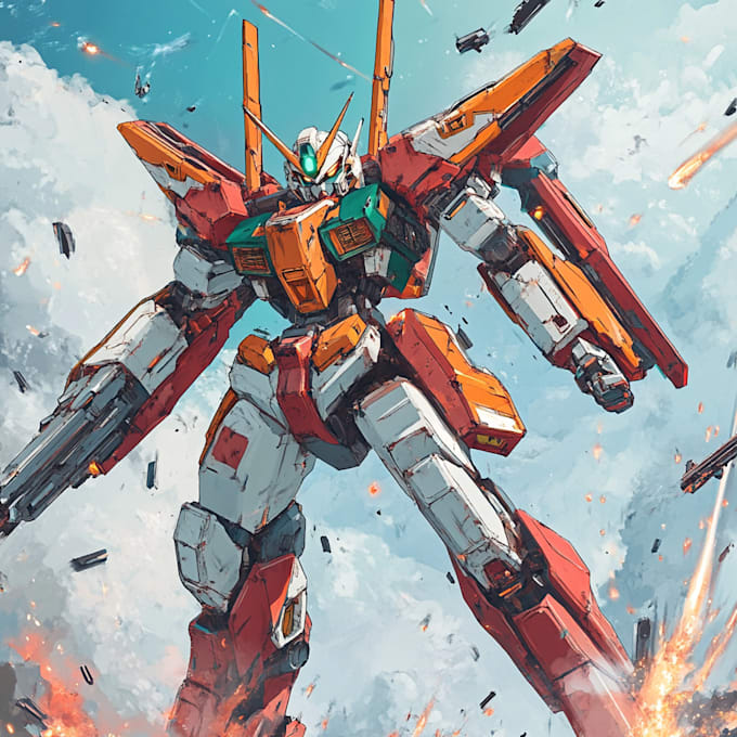 Draw your gunpla, gundam or mecha robot art by Srarovark | Fiverr