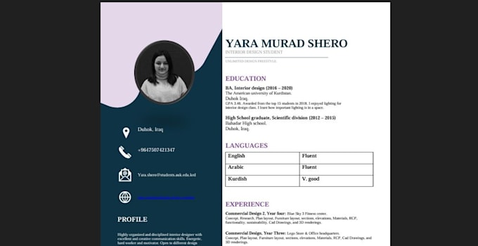 Design a professional arabic cv for jobs or scholarships by Yara ...