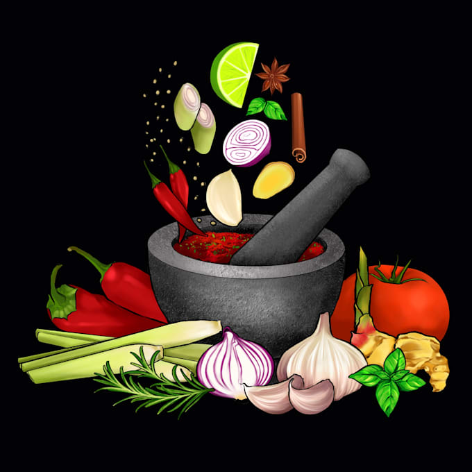 Draw realistic sketch vegetable and spices by Hasna47 | Fiverr