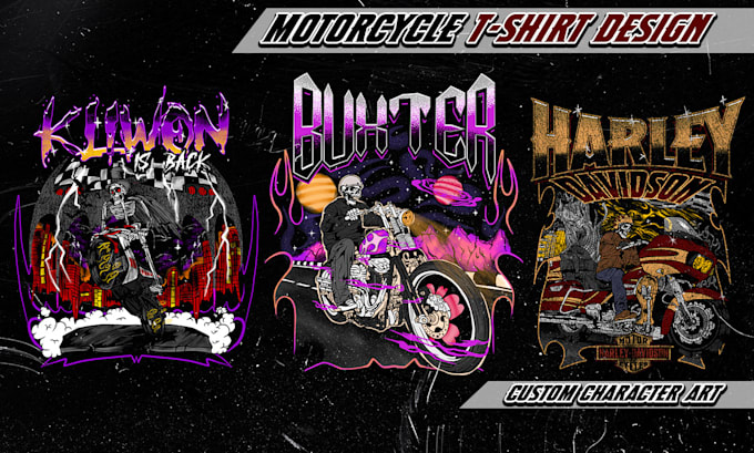Create a custom motorcycle illustration in my unique art style by ...