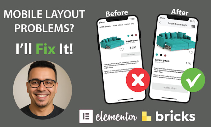 Fix elementor layout and mobile responsiveness issues by Progrmi | Fiverr