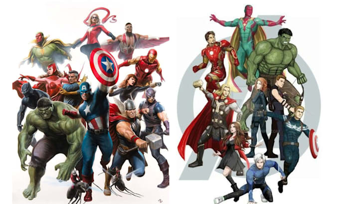 Draw superhero comic book dc marvel cartoon character illustration do ...