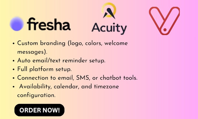 Set up online booking and scheduling system on fresha, acuity, vagaro ...