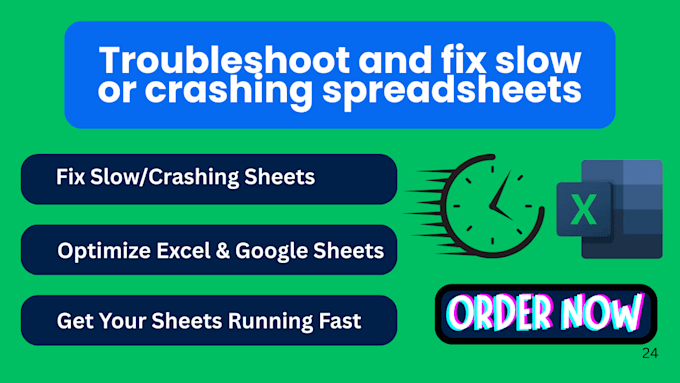 Fix slow or crashing spreadsheets automate by Denmarkkingsley | Fiverr