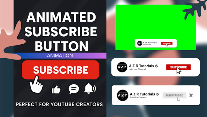 Create animated youtube subscribe button with transparent bg by Sltechkey | Fiverr