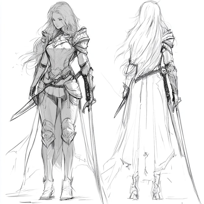 Draw fantasy character and game character art by Koudibatf | Fiverr