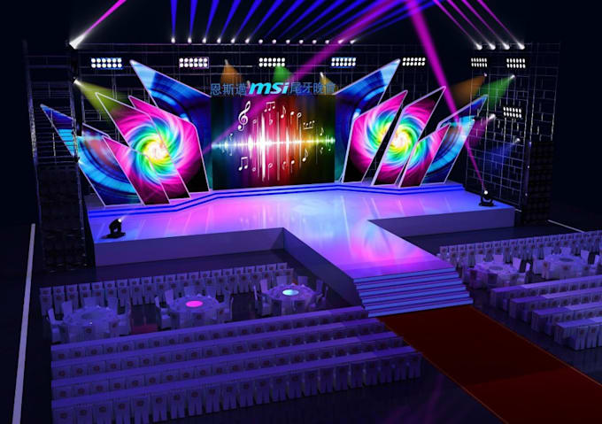 Create a professional stage design, concert event stage, stage lighting ...