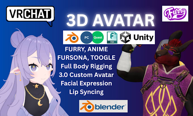 Do custom vrchat boostifypro 3d model furry avatar anime character ...