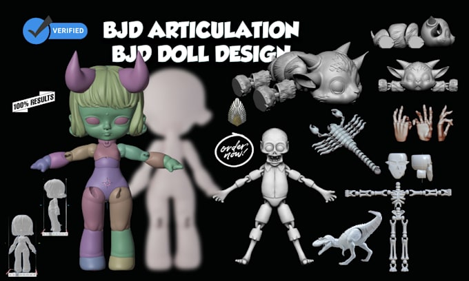 3d articulated model, 3d bjd model, bjd toy design, 3d flexi model, 3d bjd doll by Sunnderi | Fiverr