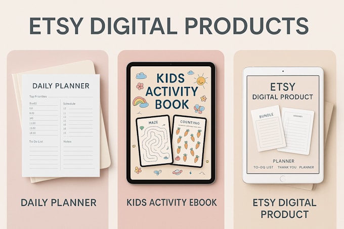Design minimalist daily planner, kids activity ebook, etsy digital ...