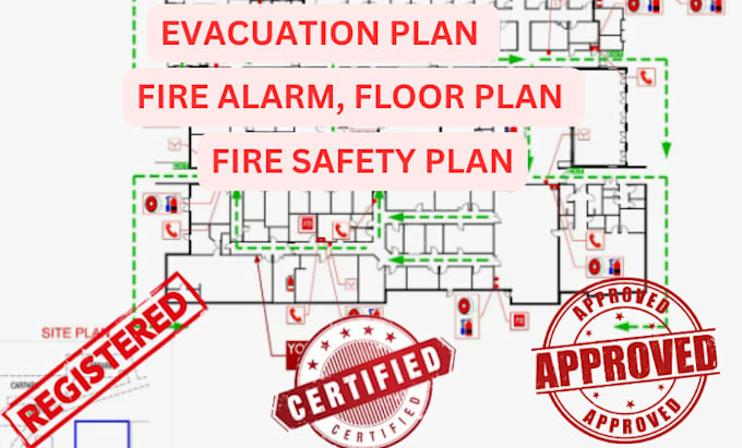 Draw fire safety plan, emergency evacuation route, fire alarm by Bianca ...