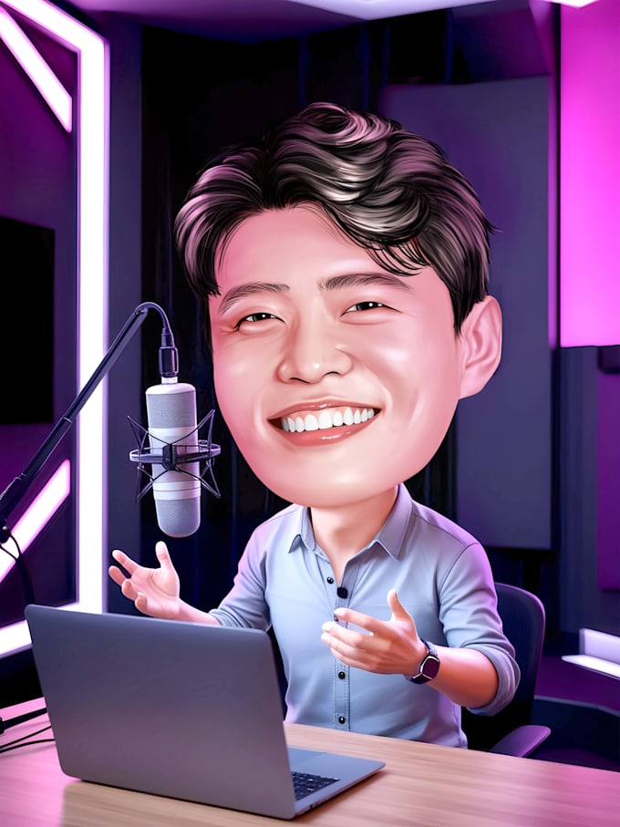 Draw photo into a custom cartoon portrait by Distiaanggia | Fiverr