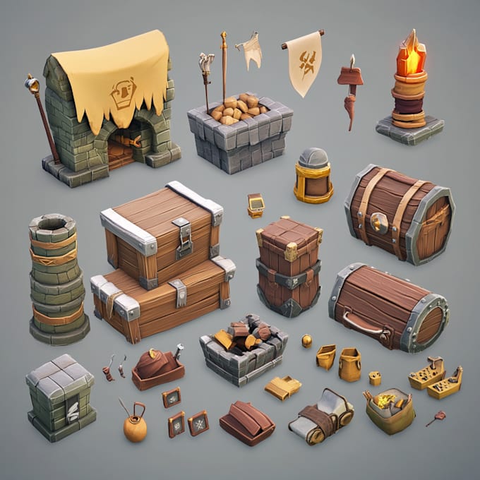 Create 2d game ui and game icon, object, props, 2d art by Cycelea | Fiverr