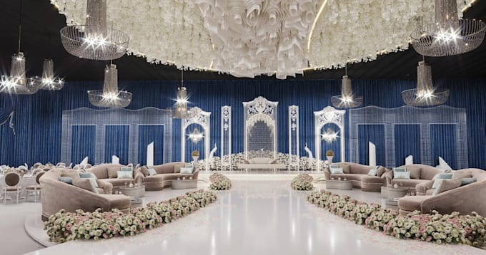 Design 3d wedding venue, event spaces, realistic d5 render, concerts ...