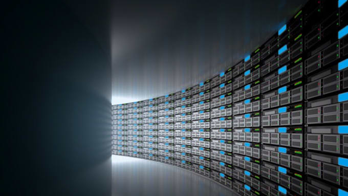 Créer un entrepôt logistique 3d réaliste, un centre de données avec une salle de serveurs de ...