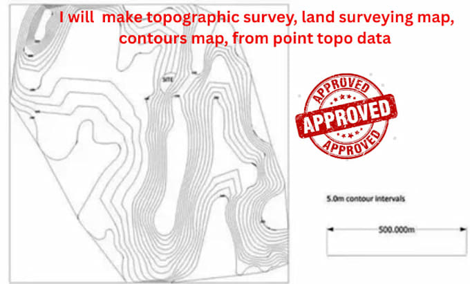 Make topographic survey, land surveying map, contours map, from point topo data by Engineer ...