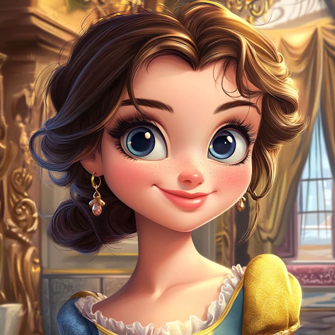Draw you a beautiful portrait in disney cartoon for gift by Alantegins ...