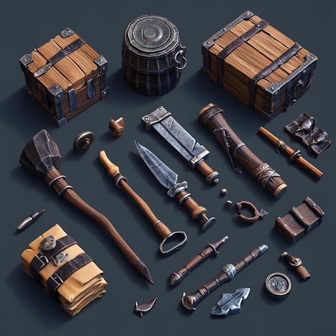 Create nice 2d game assets, props, icons, objects and ui by Teagenbaldwin | Fiverr