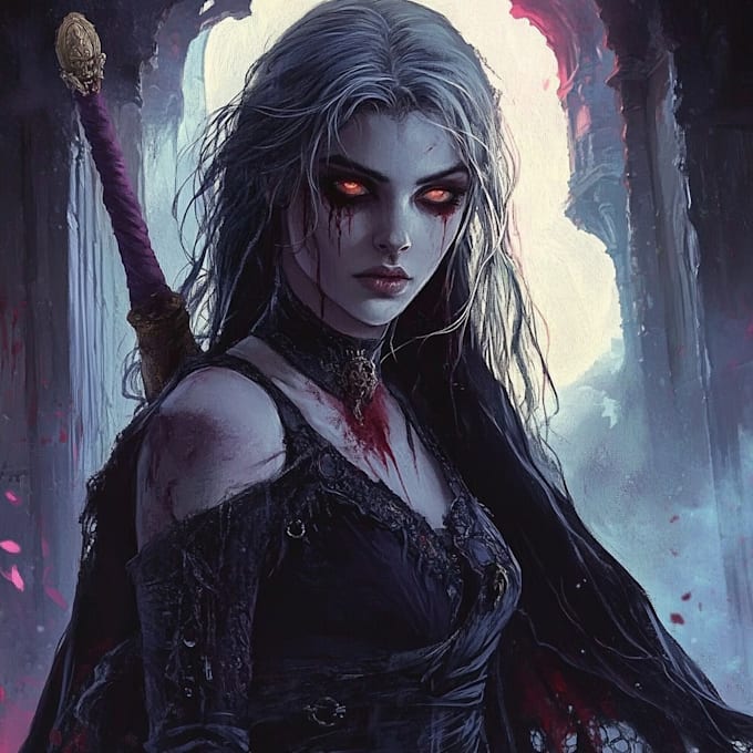 Draw fantasy dark horror character art by Maeole | Fiverr