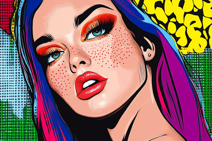 Draw pop art portrait in roy lichtenstein style by Violetteayen | Fiverr