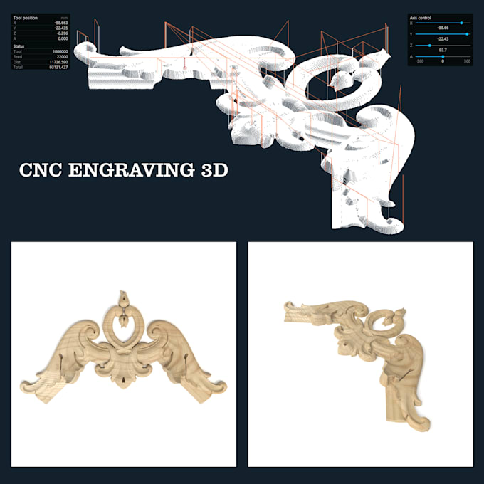 Create detailed 3d ornamental designs for cnc wood carving by ...