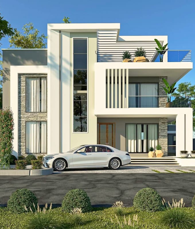 Design house 3d modeling building walkthrough landscaping exterior ...