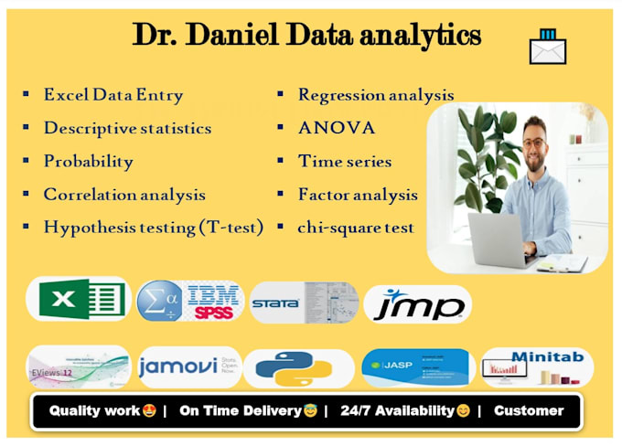 Help in data analysis in excel, spss, stata, eviews, r, minitab,jamovi ...
