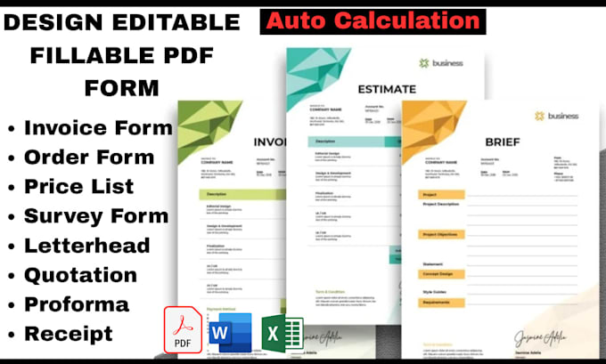 Design invoice form price list fillable pdf form letterhead quotation template by Andrewemma1k ...