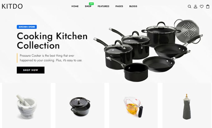 Design cookware shopify kitchen utensils store home appliances website ...