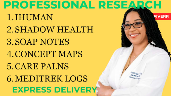 Do ihuman, shadow health, focused note, lab simulations by Kaitlinmendez | Fiverr