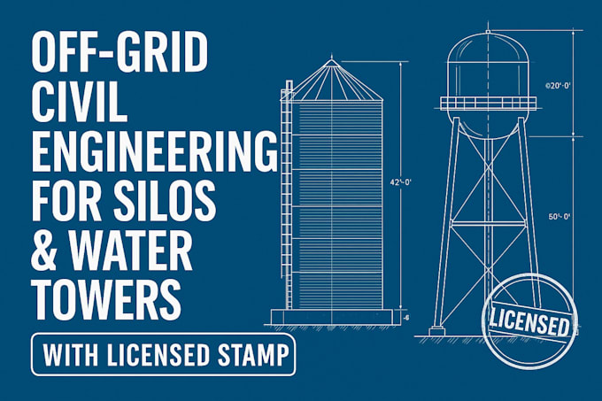 Off grid civil engineering for silos water towers with licensed stamp ...