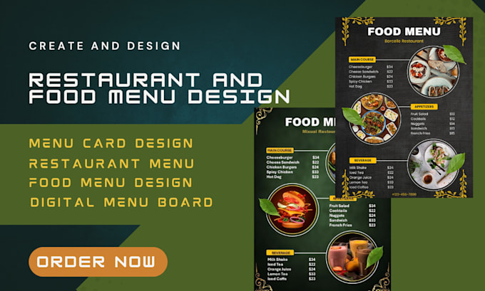 Design digital menu board menu card drink menu flyer menu chalkboard ...