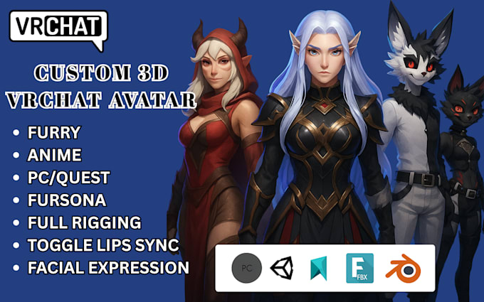 Create custom vrchat avatar, furry avatar, vtuber model booth vrc ...