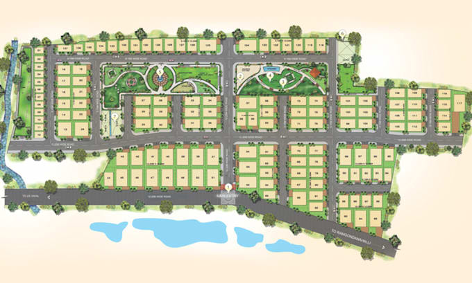 Do site plan, master plan, real estate, 2d rendering, subdivision, town ...