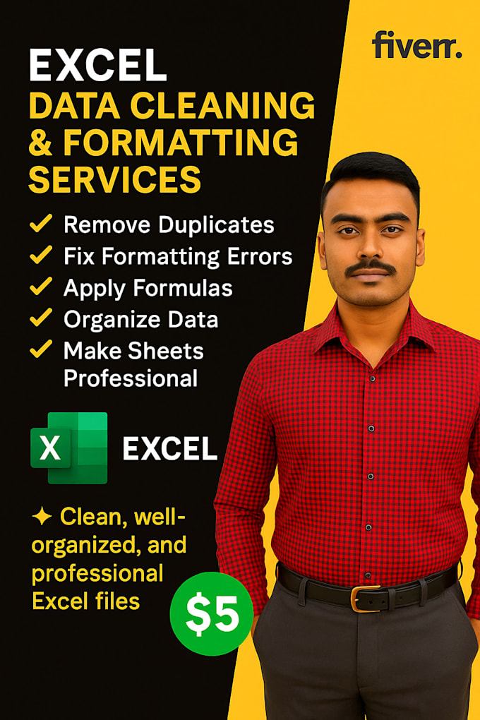Clean, format, and organize your excel data professionally by Youarenice1 | Fiverr