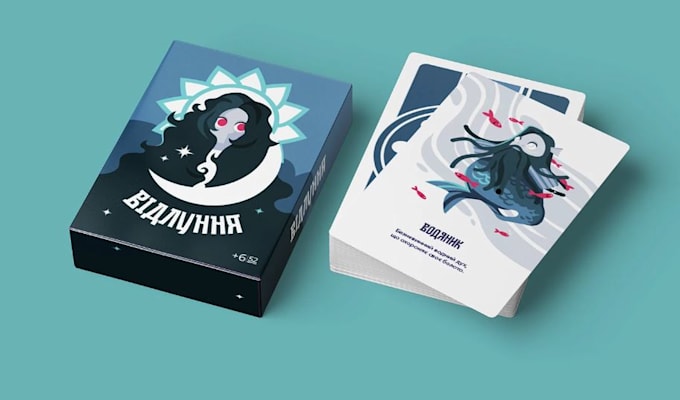 Oracle card box illustration, card box mockup, packaging box, rule book ...