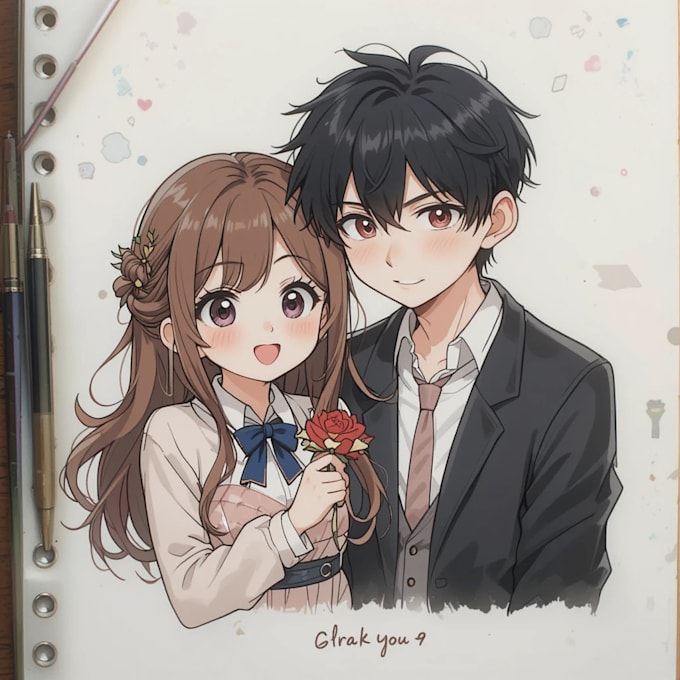 Draw anime couple illustration, fanart, manga or oc by Loudraffe | Fiverr