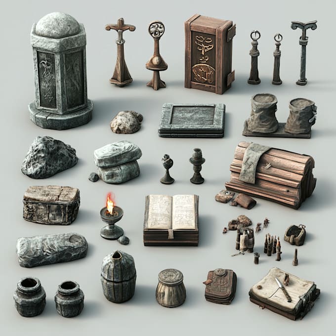 2d game assets, props, icons, objects by Geliciamad | Fiverr